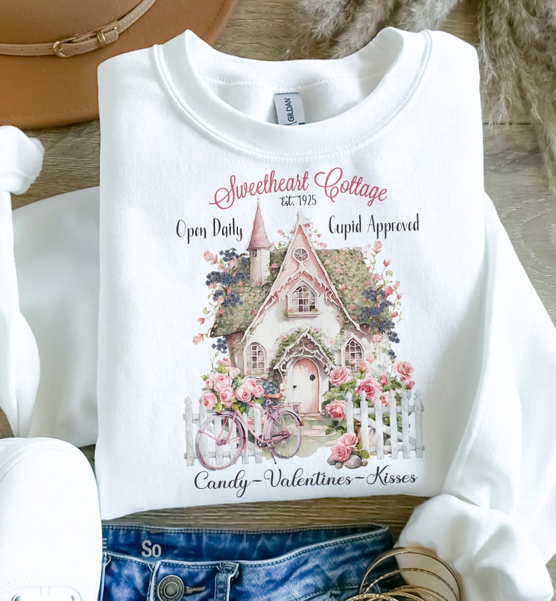 Shabby Chic Valentine's Cottage Sign: Pink Roses, Bicycle (digital ...