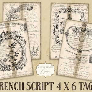 French Ephemera 4x6 Digital Tags: Rustic Cottagecore (digital Download ...
