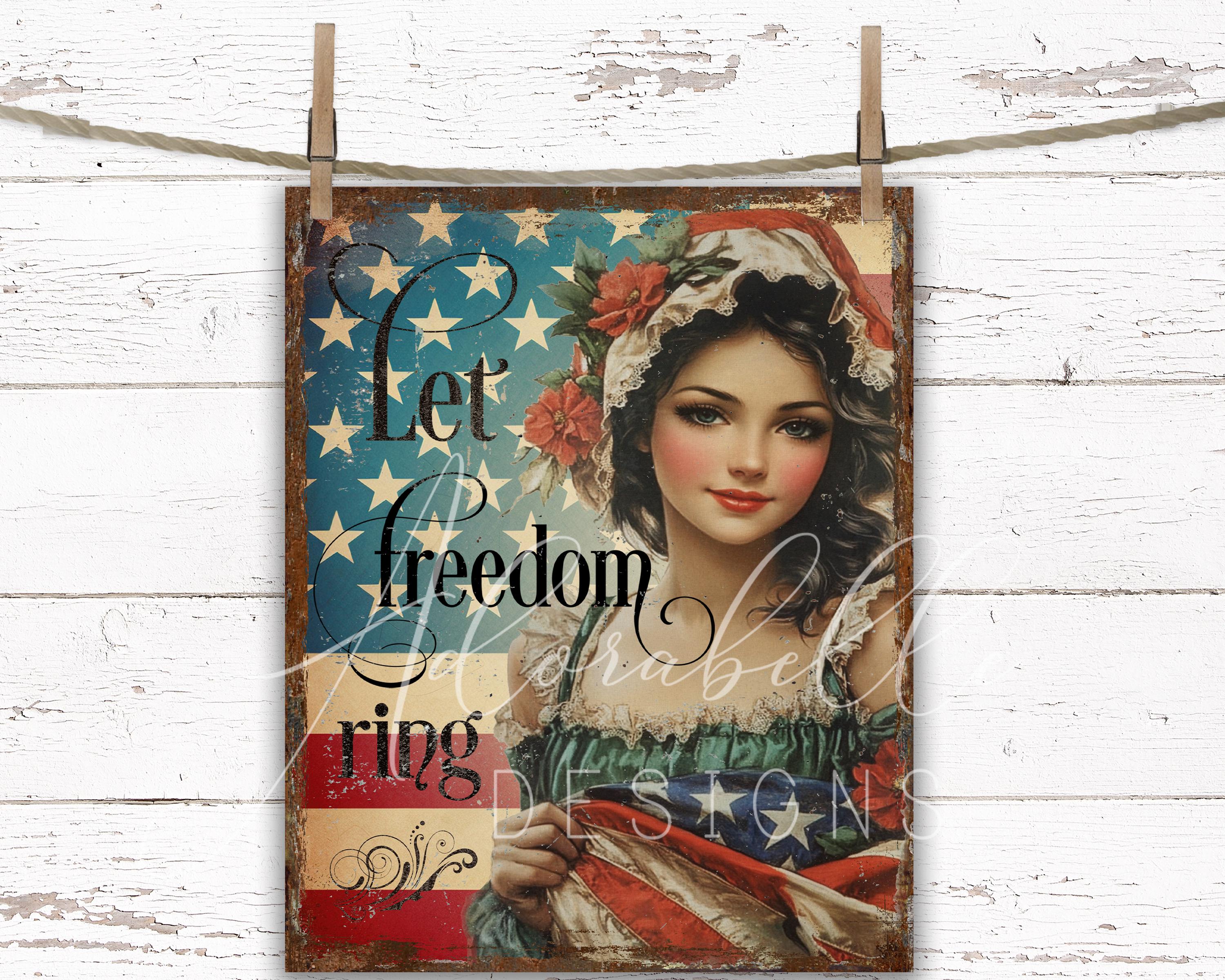 4th of July Printable: Victorian Lady, Freedom Ring (digital Download ...