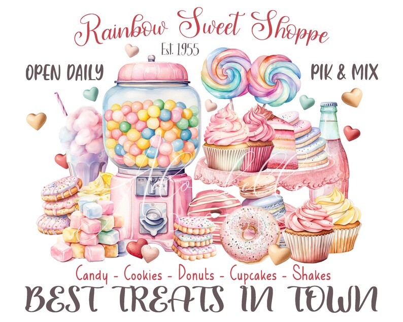 Rainbow Sweet Shoppe Sign: Pink Retro Kitchen Decor (digital Download ...