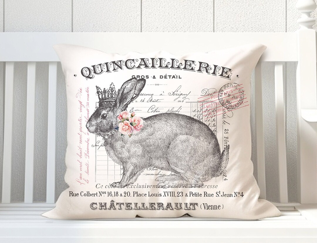 French Country Rabbit Image: Shabby Chic Cottagecore Design (digital ...