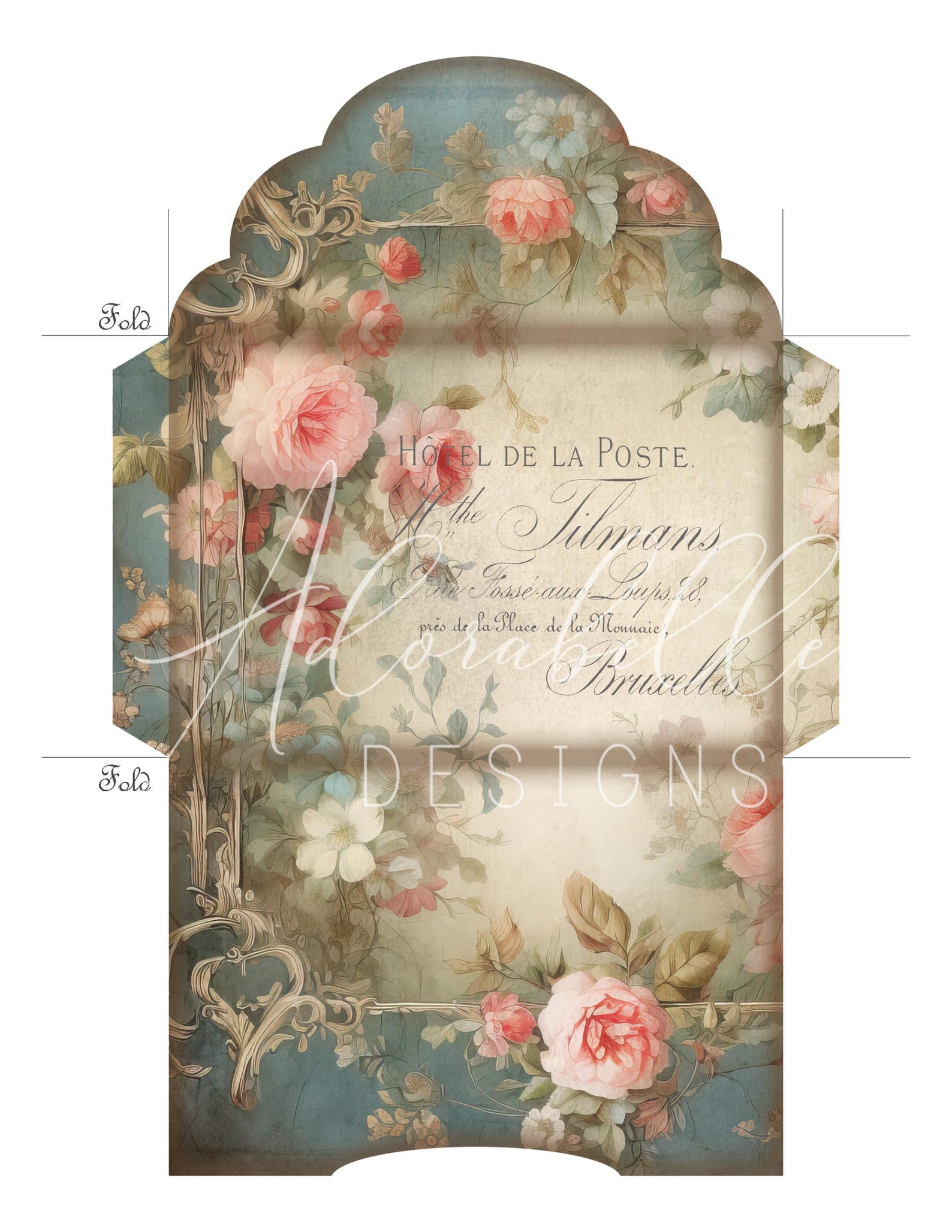 Shabby Chic Rose Envelope Templates: French Country DIY Stationery ...