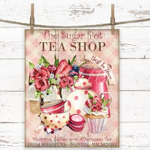 Tea Shop Farmhouse Sign Digital Download, Shabby Chic Bake Shop Sign ...