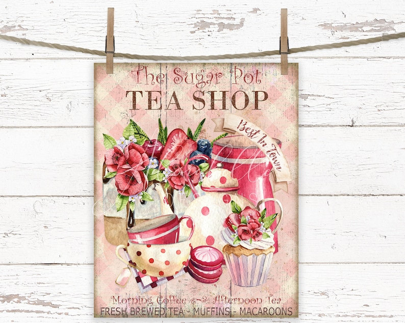 Tea Shop Farmhouse Sign Digital Download Shabby Chic Bake - Etsy