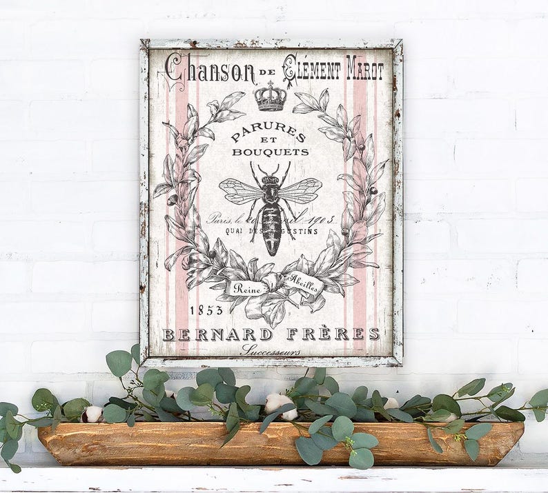 Queen Bee French Country Printable: Rustic Farmhouse Sign (digital ...