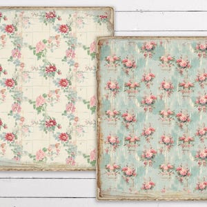 Shabby Chic Roses Digital Paper: French Farmhouse Scrapbook (digital ...