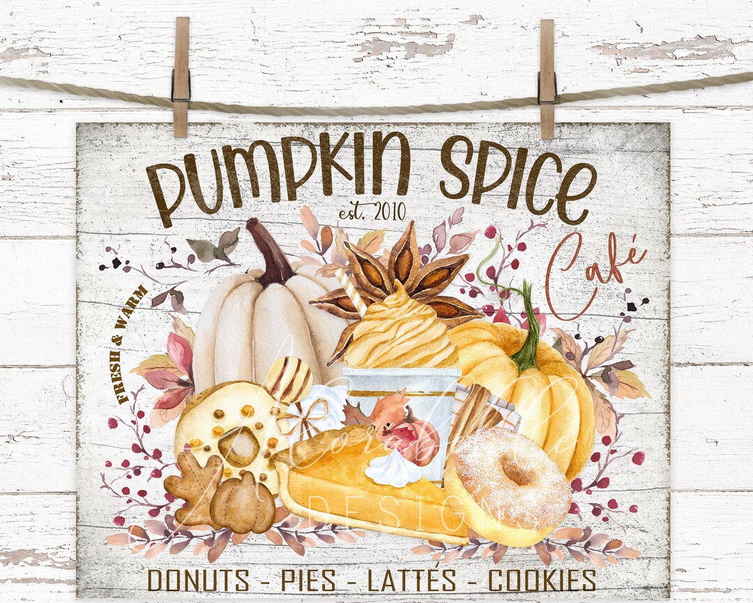 Farmhouse Wall Decor Pumpkin Spice Cafe Printable Digital Sign, DIY ...