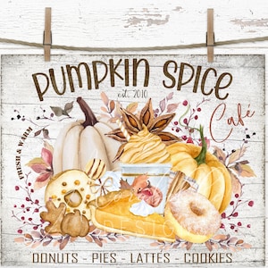 Farmhouse Wall Decor Pumpkin Spice Cafe Printable Digital Sign, DIY ...