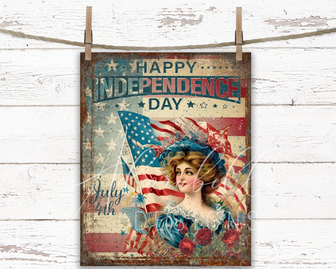 Victorian Lady Liberty 4th of July Print: Patriotic Wall Art (digital ...