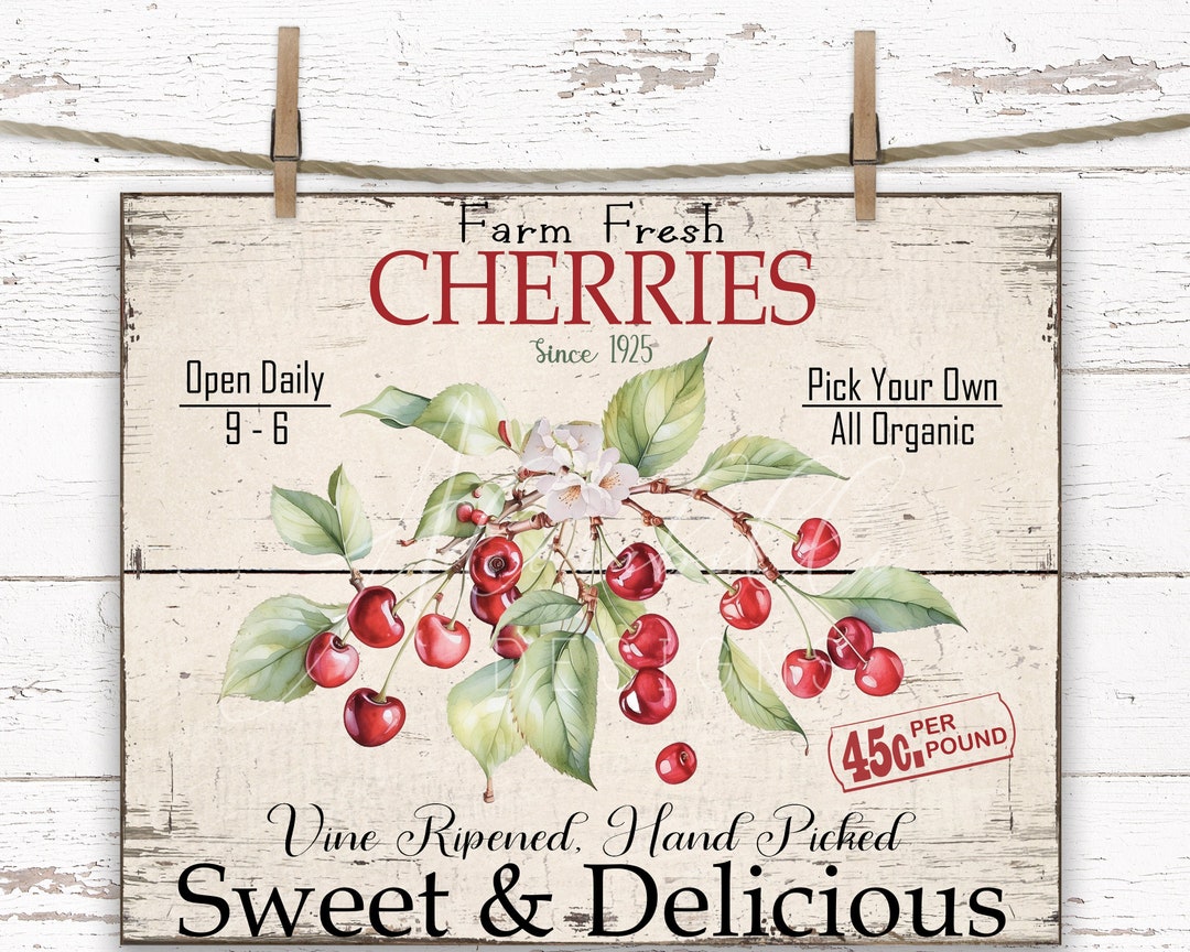 Cherry Farmhouse Sign Printable: Rustic Kitchen Wall Art (digital ...