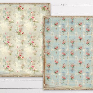 Shabby Chic Roses Digital Paper: French Farmhouse Scrapbook (digital ...