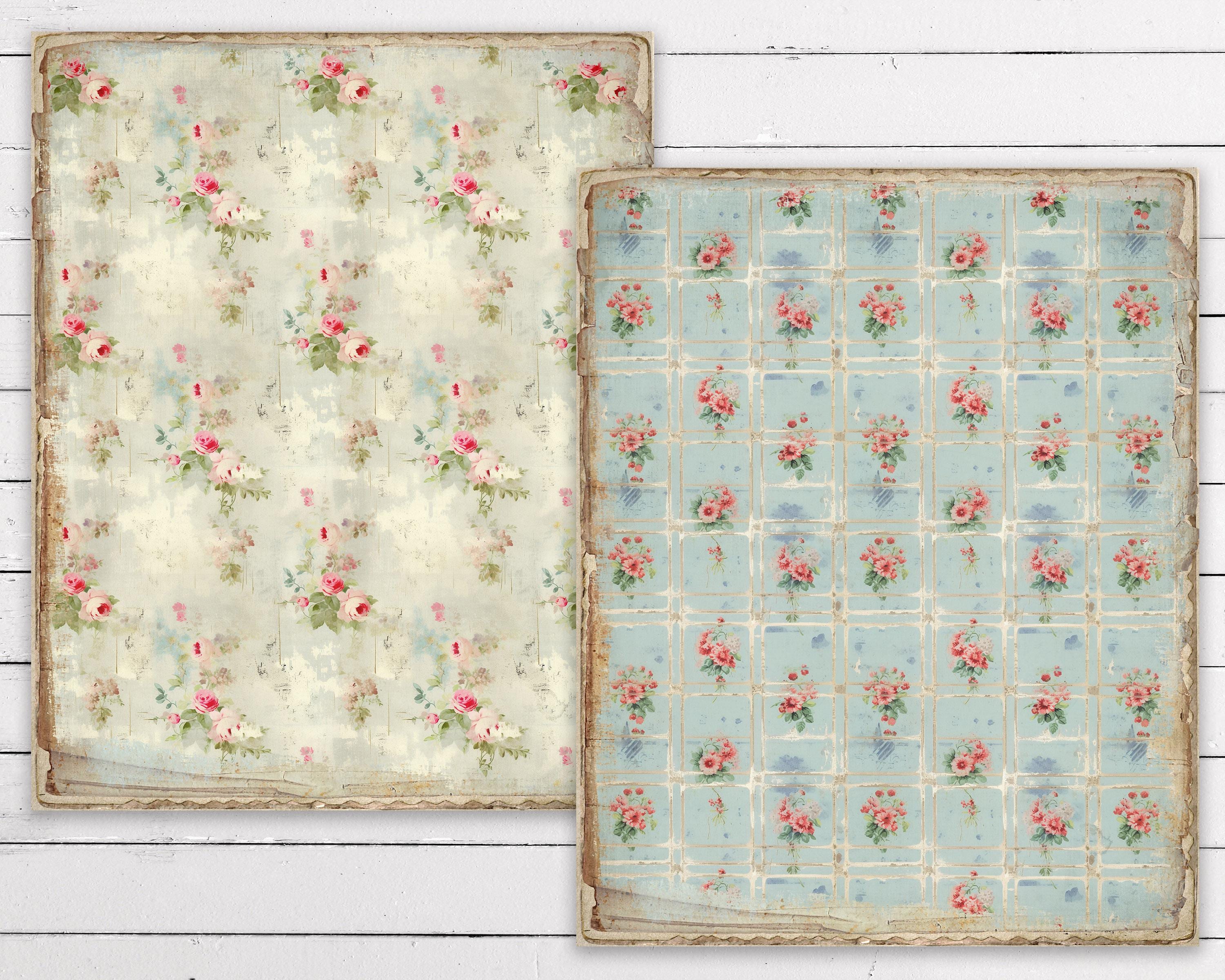 Shabby Chic Roses Digital Paper: French Farmhouse Scrapbook (digital ...
