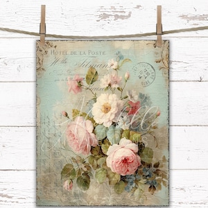 Shabby Chic Printable 8x10 Wall Art Country French DIY Pink Cabbage ...