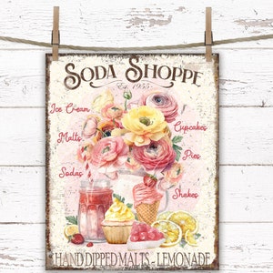 Soda Shop Sign Digital Download DIY Rustic Farmhouse Shabby Chic Decor ...