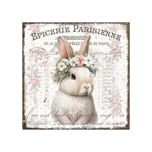 French Country Bunny Prints: Shabby Chic Easter Decor 6x6" (digital ...