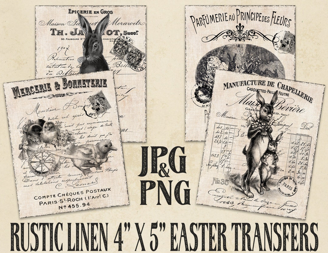 Primitive Easter Tags DIY 4x5 Mini Signs French Country Decor PNG ...