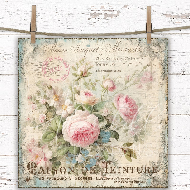 Blue Cabbage Rose Wall Art - Etsy