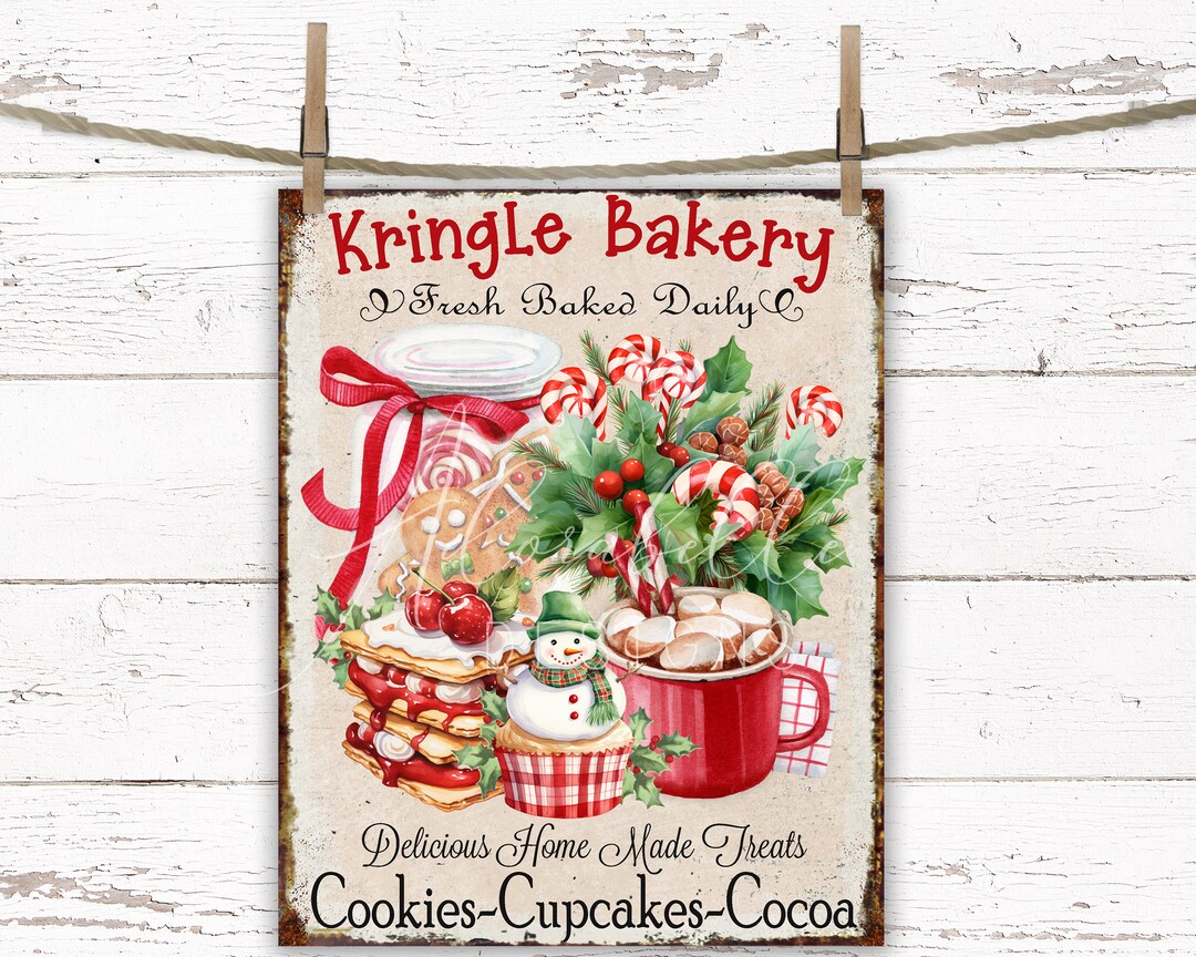 Christmas Kringle Bakery Sign: Rustic Farmhouse Digital Print (digital ...