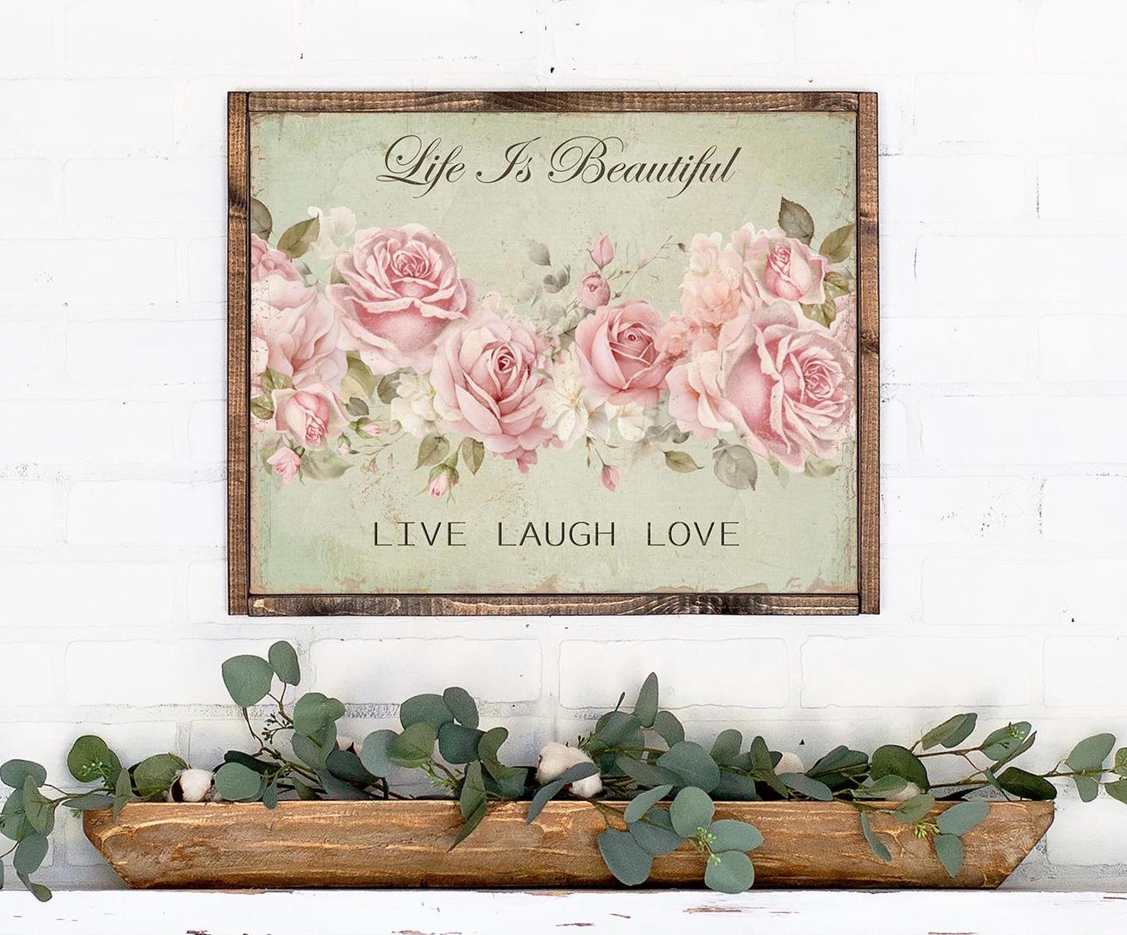 Shabby Chic Pink Roses DIY Digital Wall Art Print Transfer Cottage Core ...