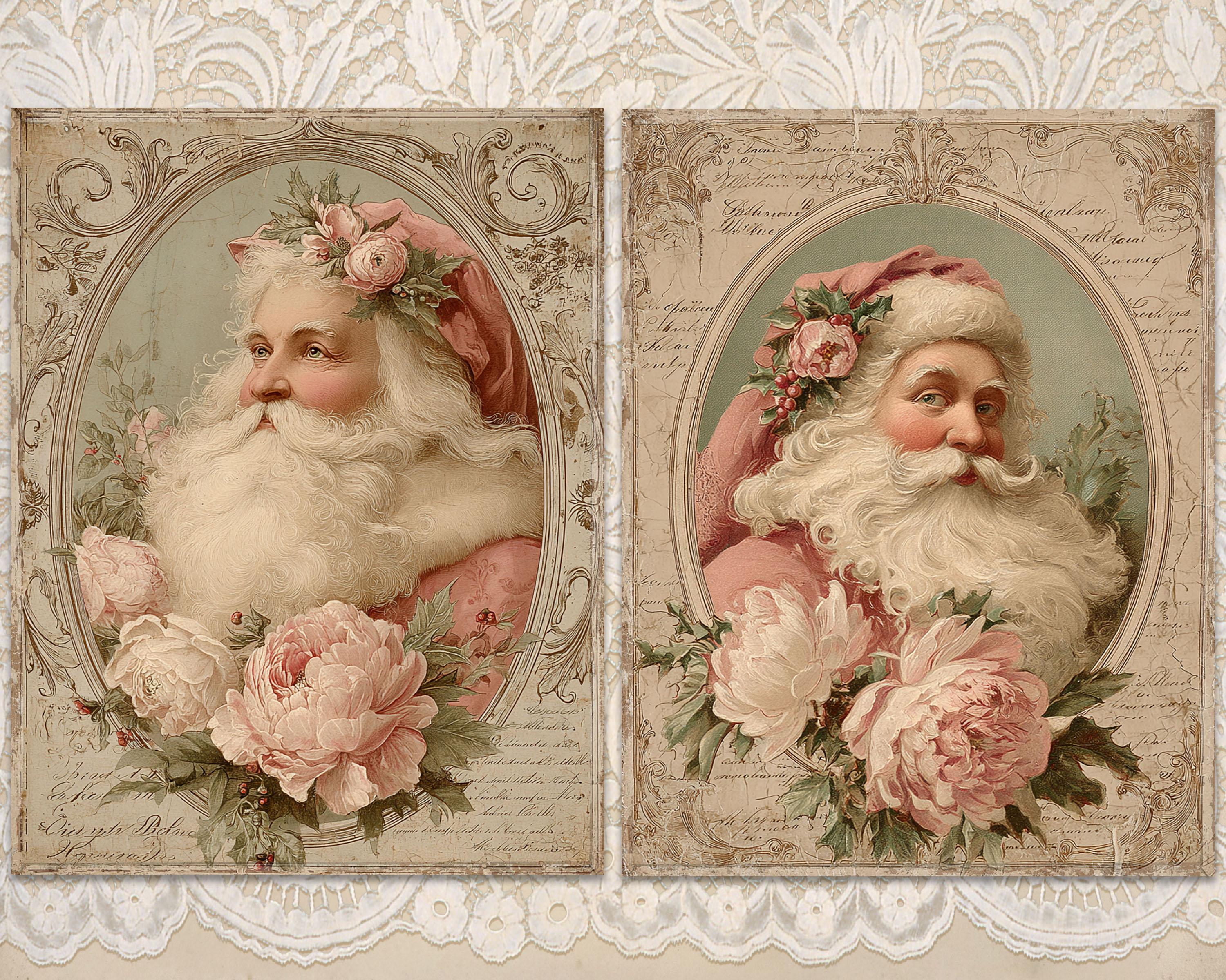 Victorian Christmas Paper Pack: Victorian Santa Frame, Peonies, Shabby ...