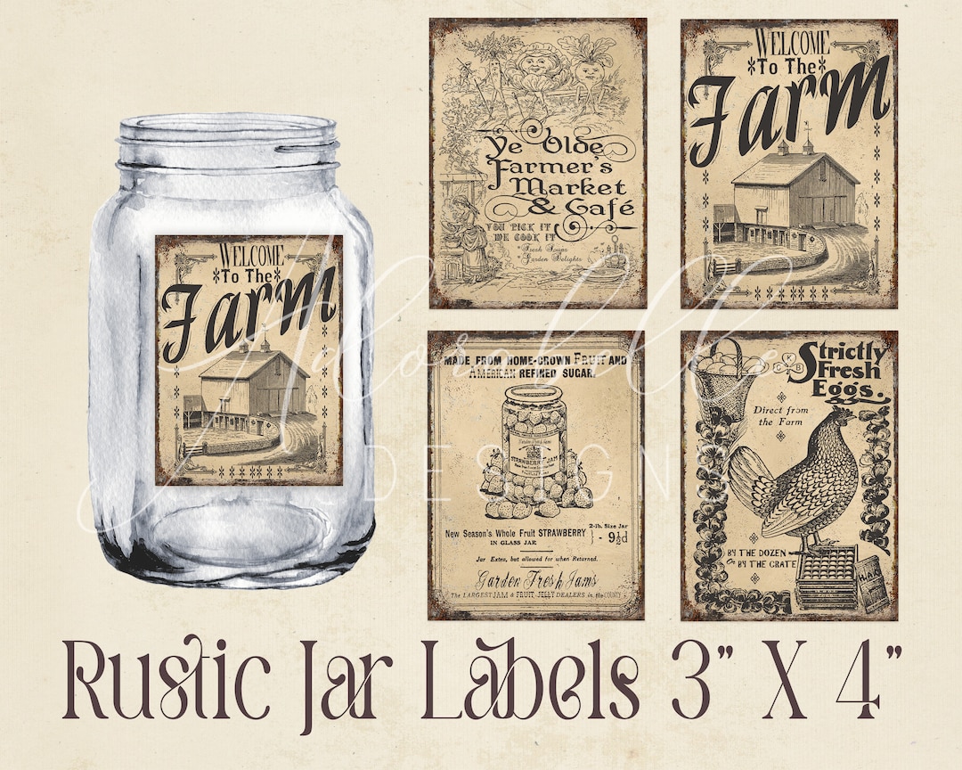 Farmhouse Printable Rustic Labels Tags DIY 3X4 Vintage Chicken Farm ...