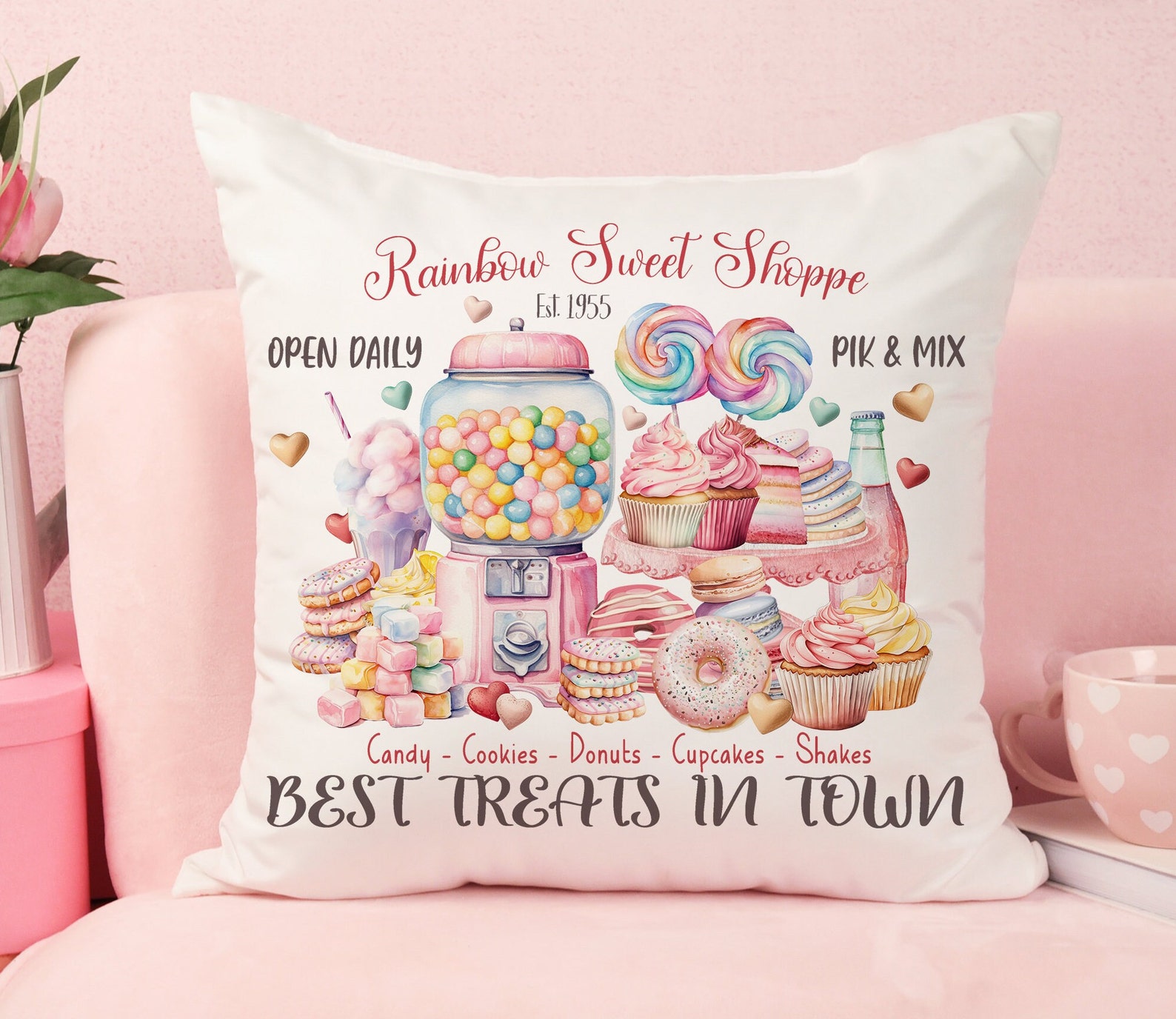 Rainbow Sweet Shoppe Sign: Pink Retro Kitchen Decor (digital Download ...