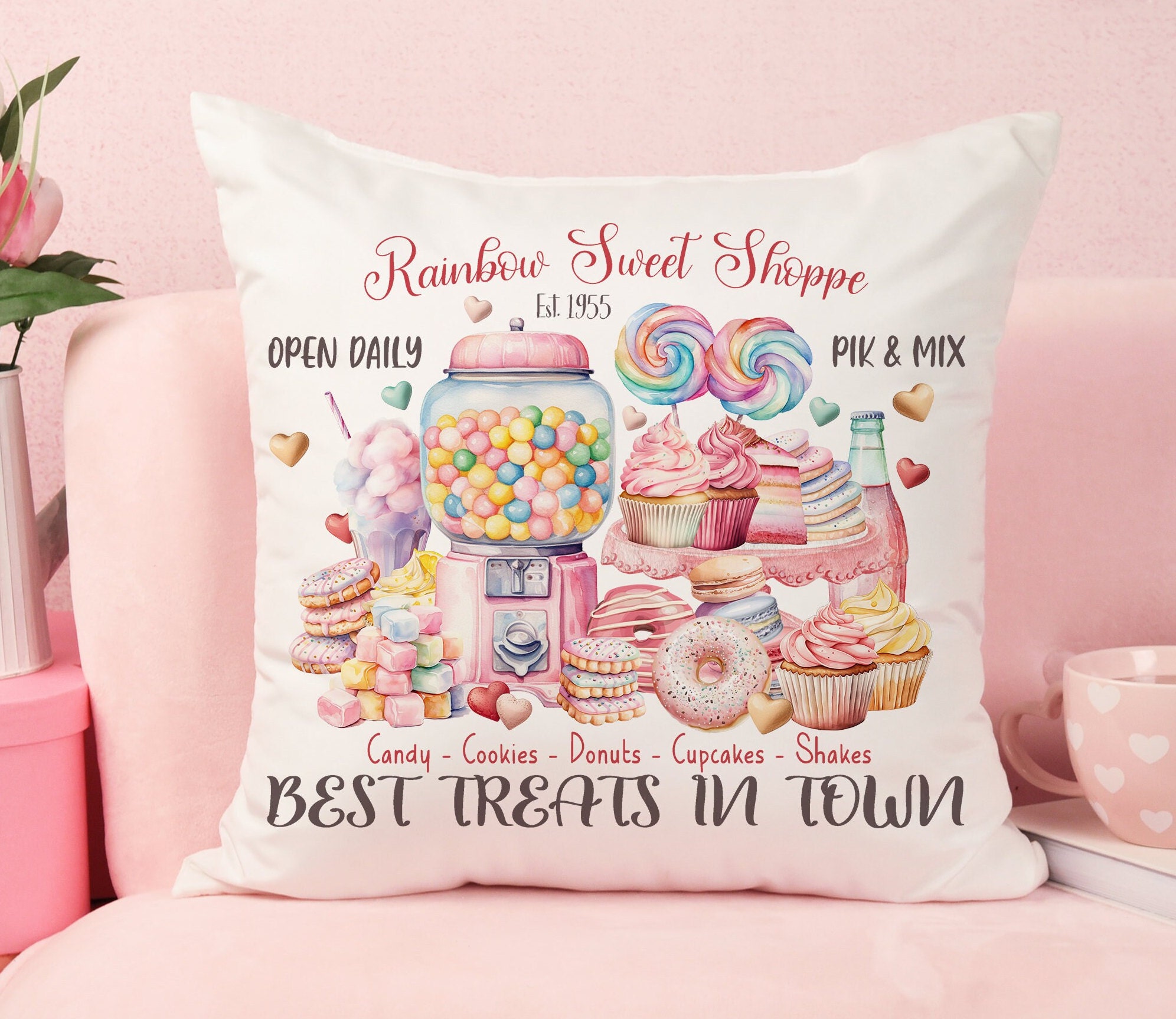 Rainbow Sweet Shoppe Sign: Pink Retro Kitchen Decor (digital Download ...