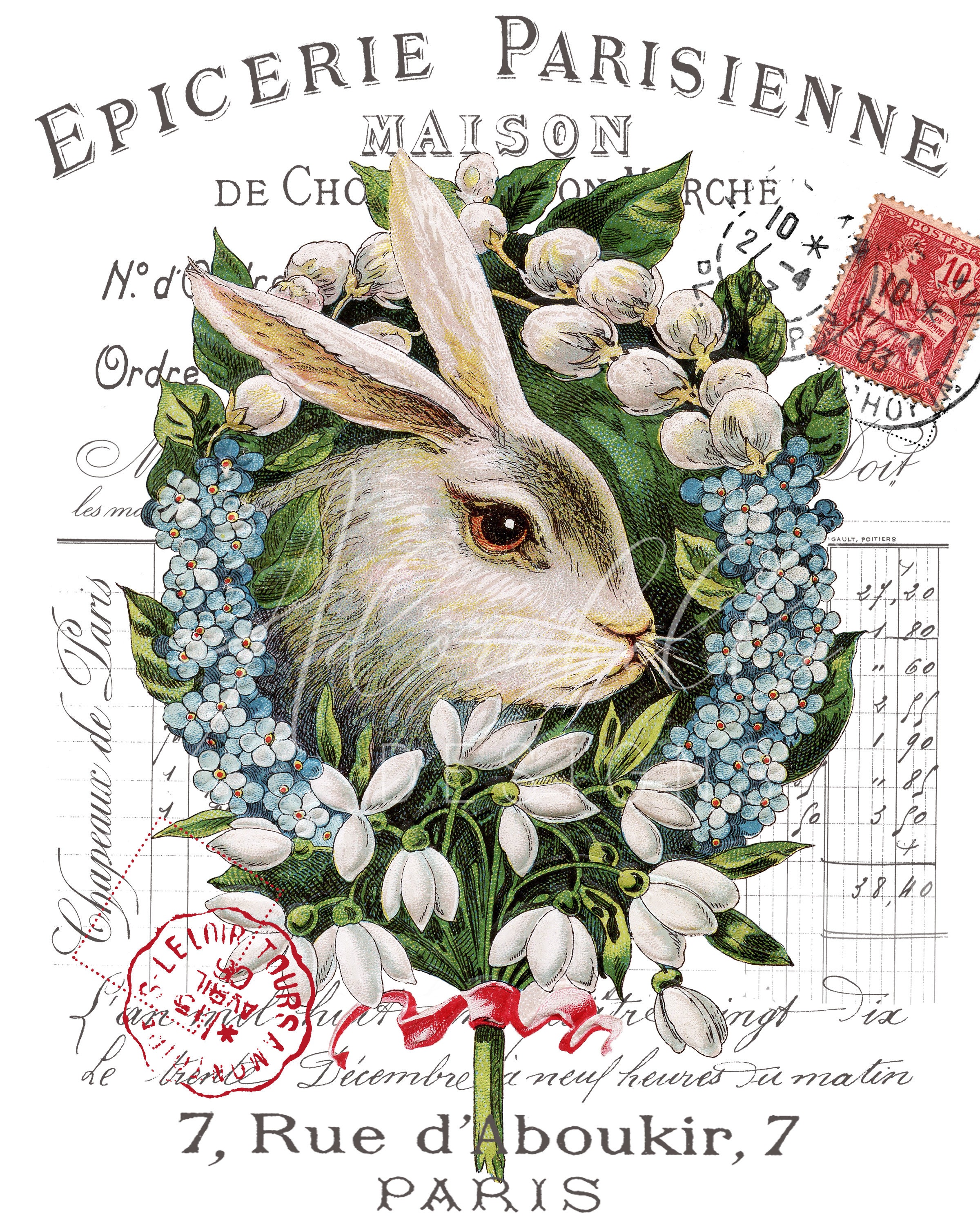 Victorian Easter Rabbit Print: French Farmhouse Shabby Chic Decor ...