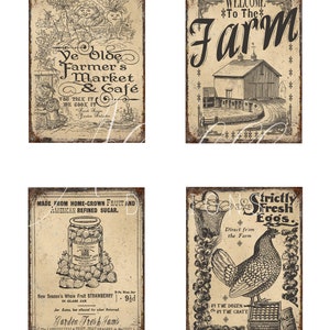 Farmhouse Printable Rustic Labels Tags DIY 3X4 Vintage Chicken Farm ...