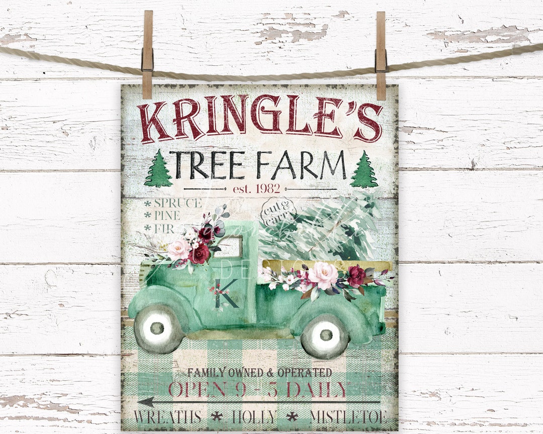 Christmas Tree Farm Sign: Rustic Truck, Holiday Printable (digital ...