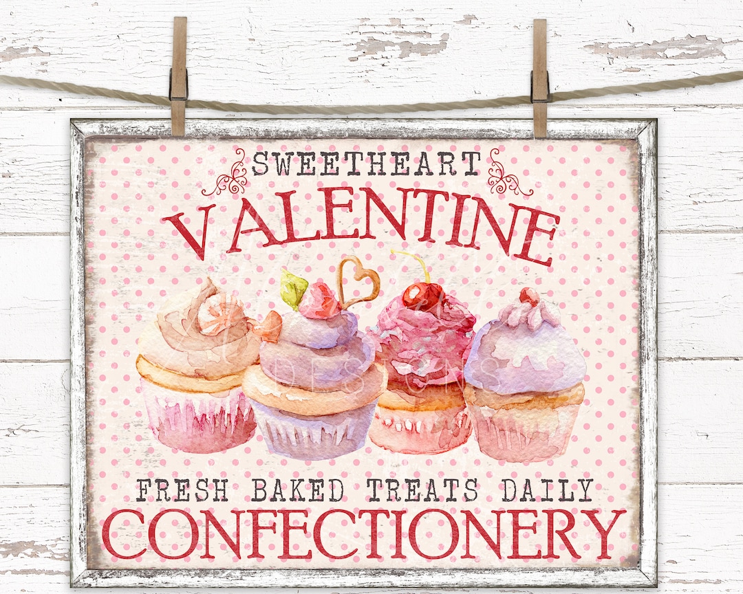 Valentine's Day Rustic Farmhouse DIY Digital Sign Bakery Confectionery ...