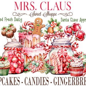 Shabby Chic Pink Christmas Mrs. Claus Sweet Shoppe Digital Farmhouse ...