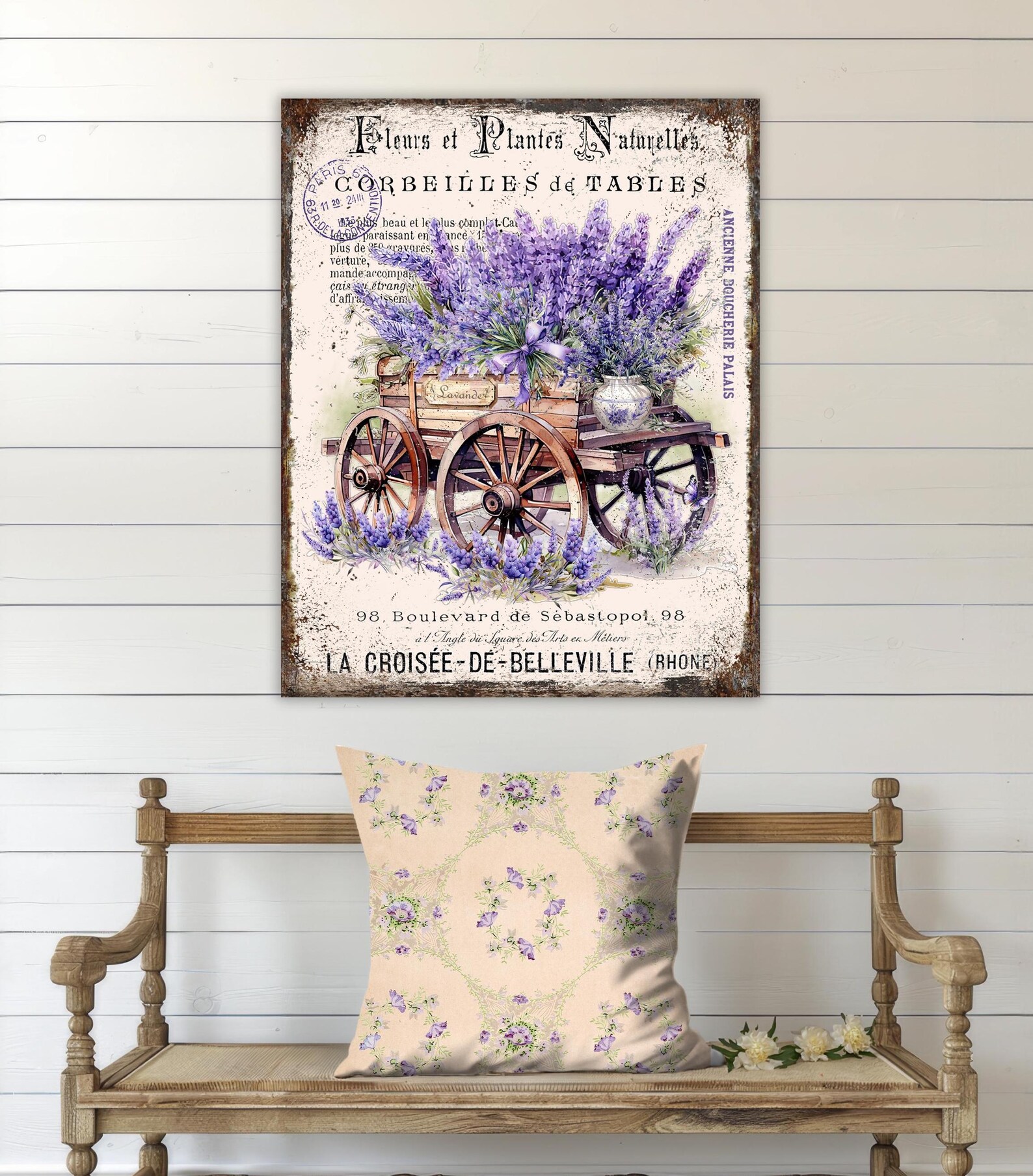 Lavender Cart French Country Print: Farmhouse Herbal Decor (digital PNG ...
