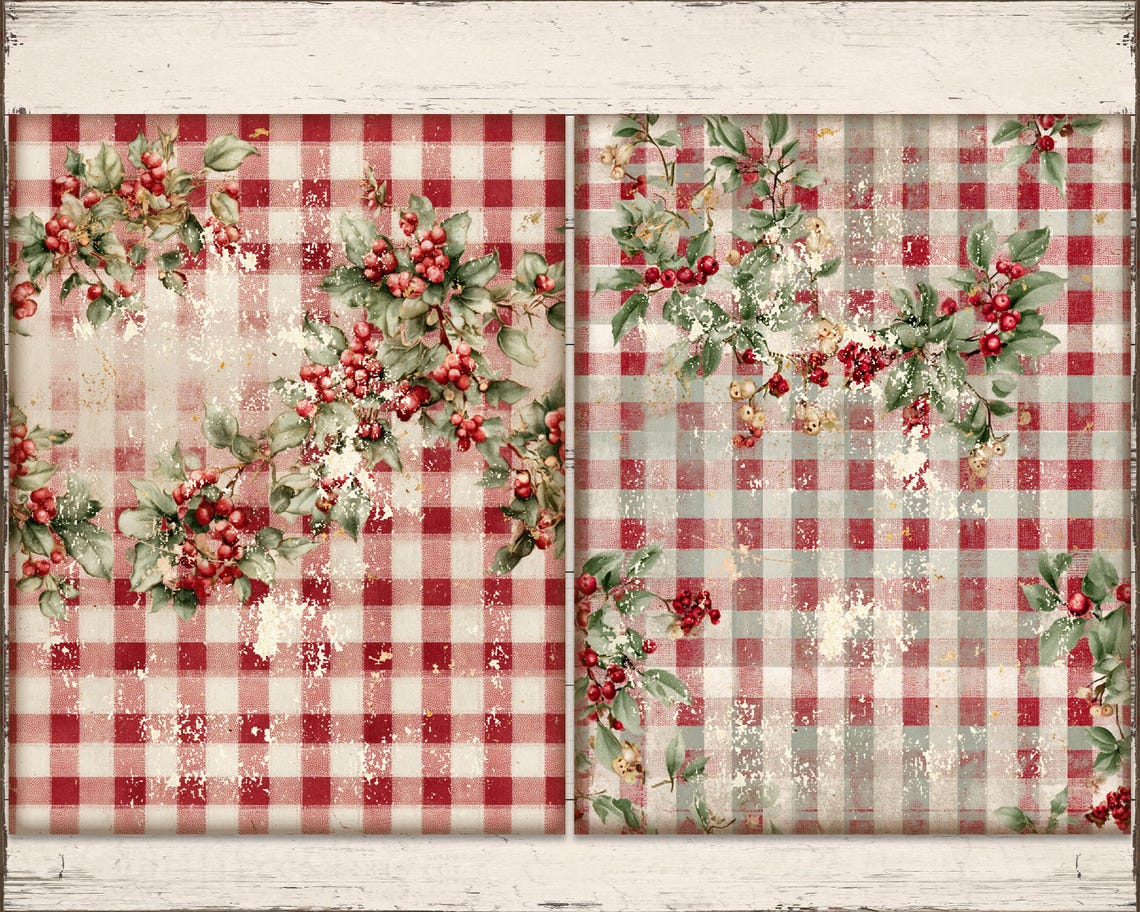 Cottage Christmas Paper Pack: Buffalo Check, Holly, Bells (8.5x11 ...
