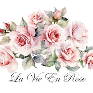 Shabby Chic Pink Roses French Art Image: Cottagecore Decor (digital ...