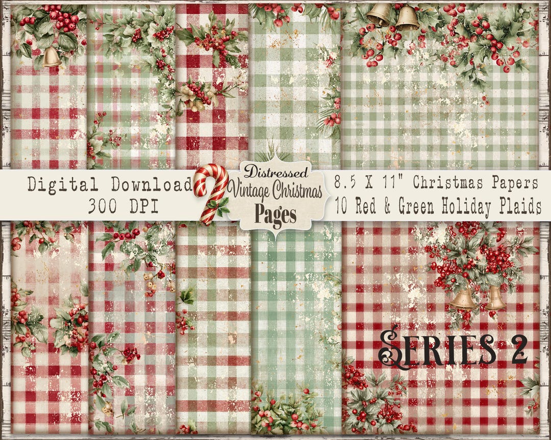 Cottage Christmas Paper Pack: Buffalo Check, Holly, Bells (8.5x11 ...