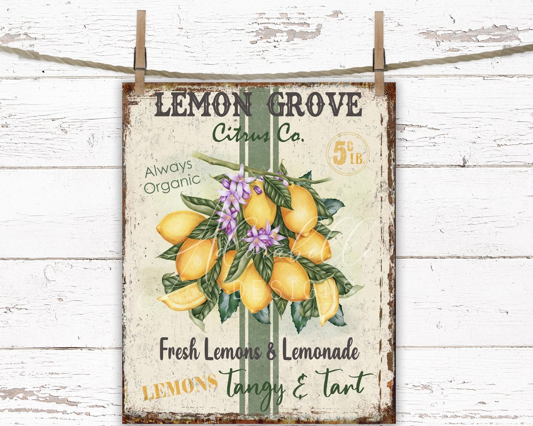Lemon Grove Sign: Farmhouse Lemon Printable (digital Download) - Etsy