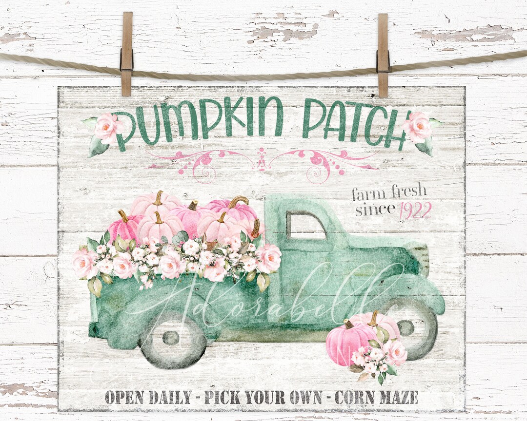 Pumpkin Patch Farmhouse Printable Digital Sign, DIY Pumpkin Fabric ...