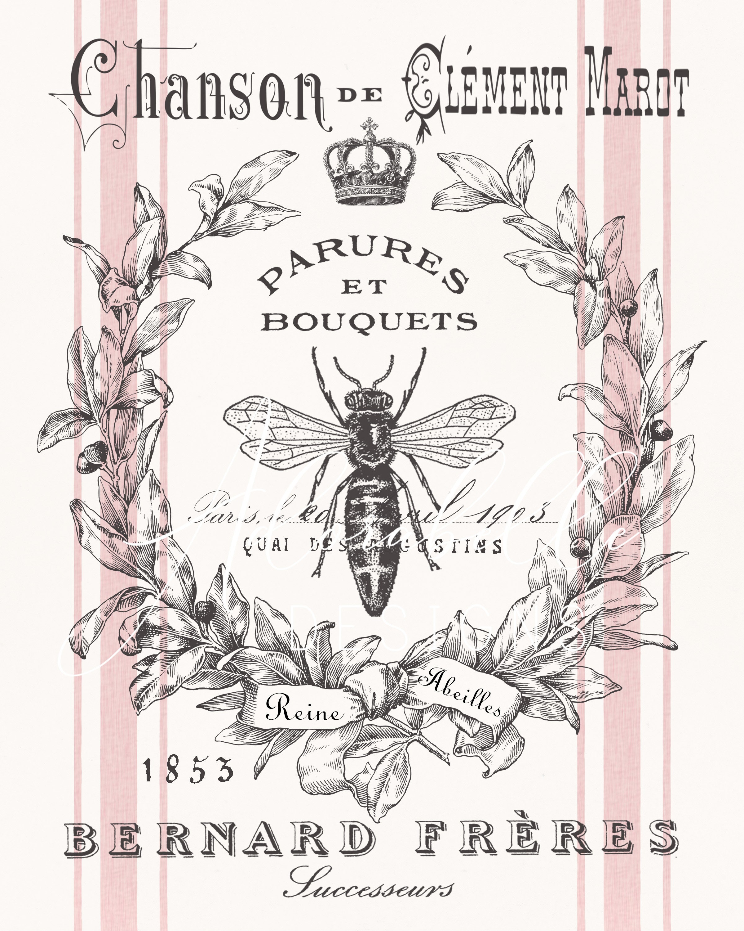 Queen Bee French Country Printable: Rustic Farmhouse Sign (digital ...