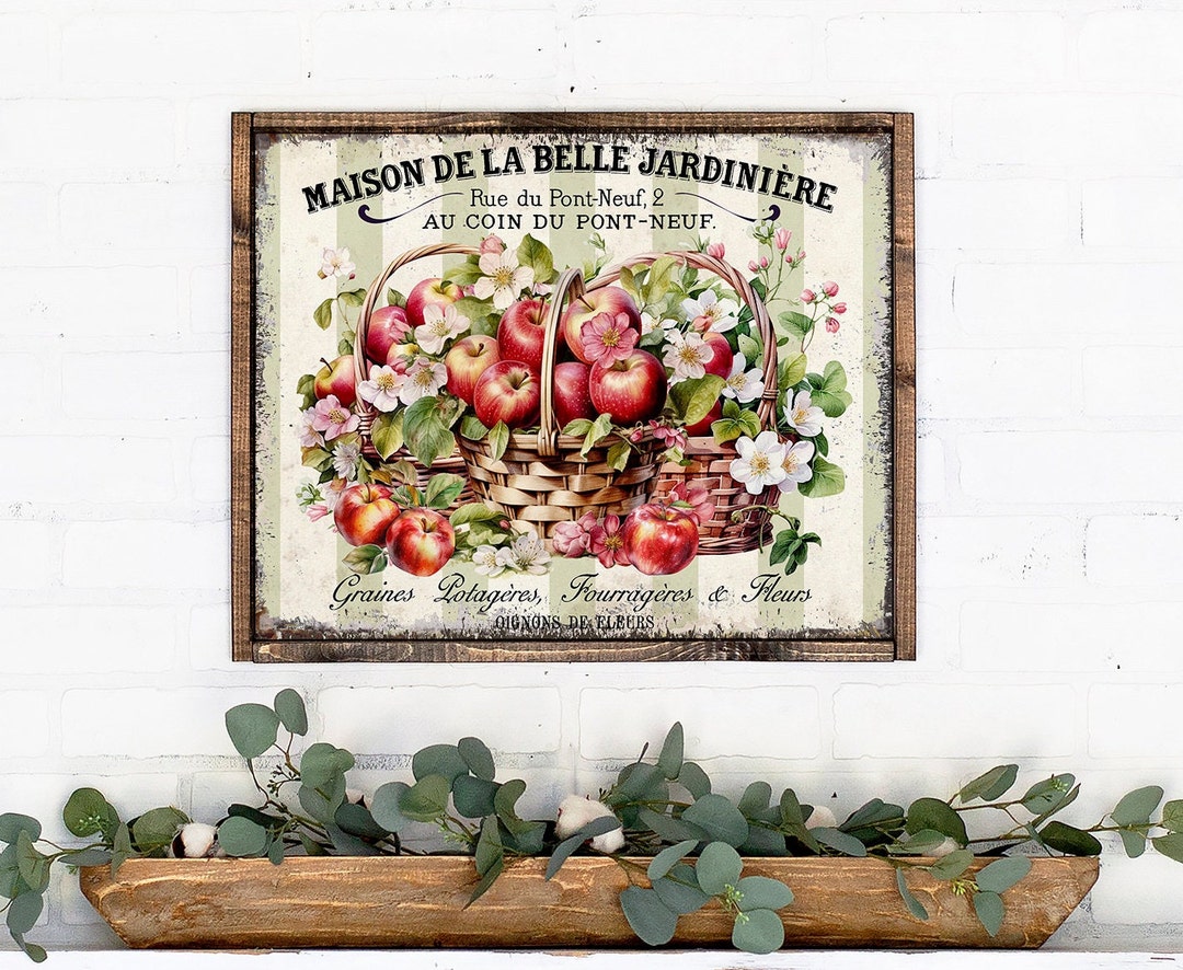 Apple Basket Sign 16x20 Digital Download DIY Rustic Farmhouse Sage ...