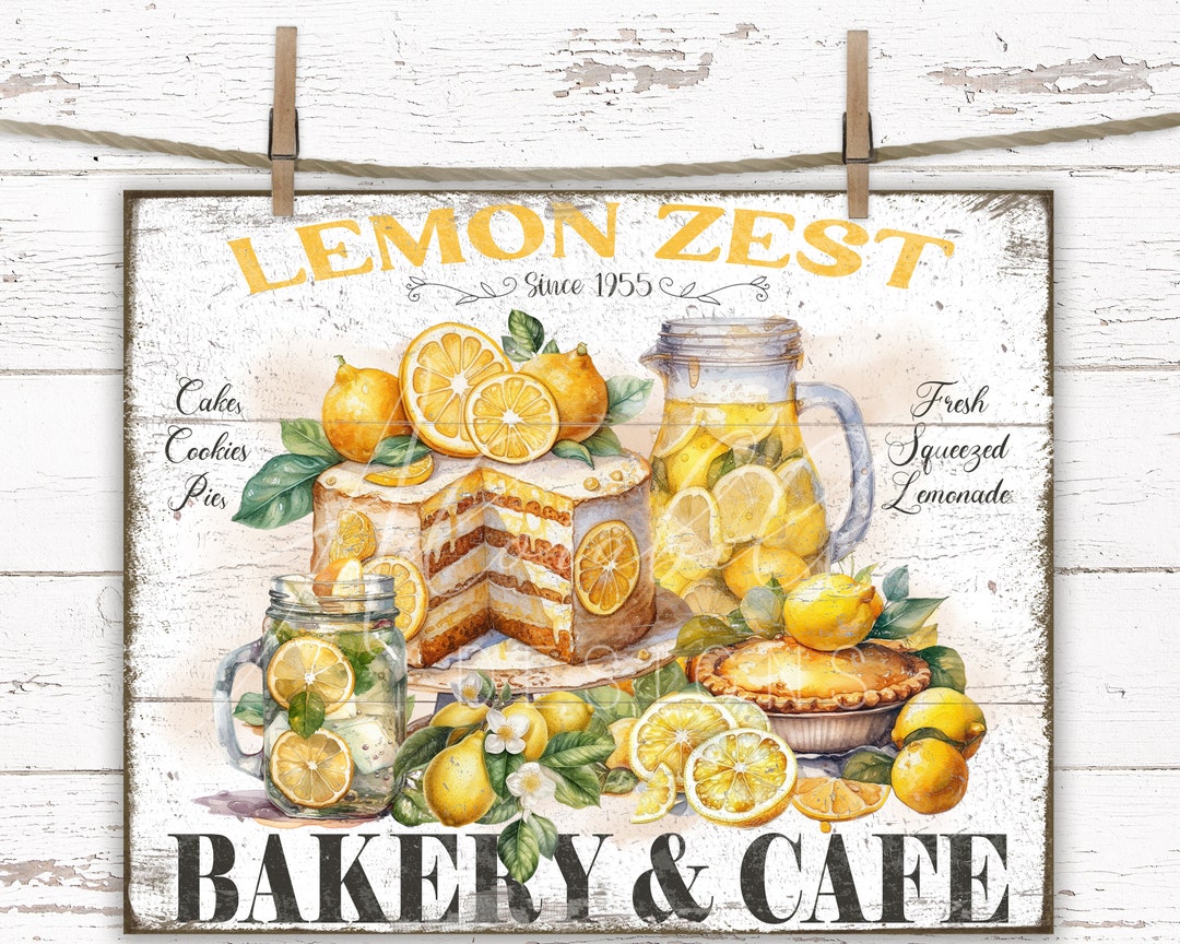 Lemon Zest Bakery Sign: Farmhouse Kitchen Decor (digital Download) - Etsy