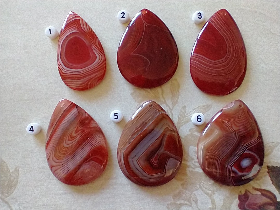 Red or Rusty Colored Agate Stone Pendants/swirl Design/unique/gorgeous ...