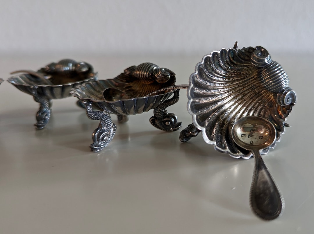 Set of Four 19th Century George Unite Silver Salts, Birmingham GU ...