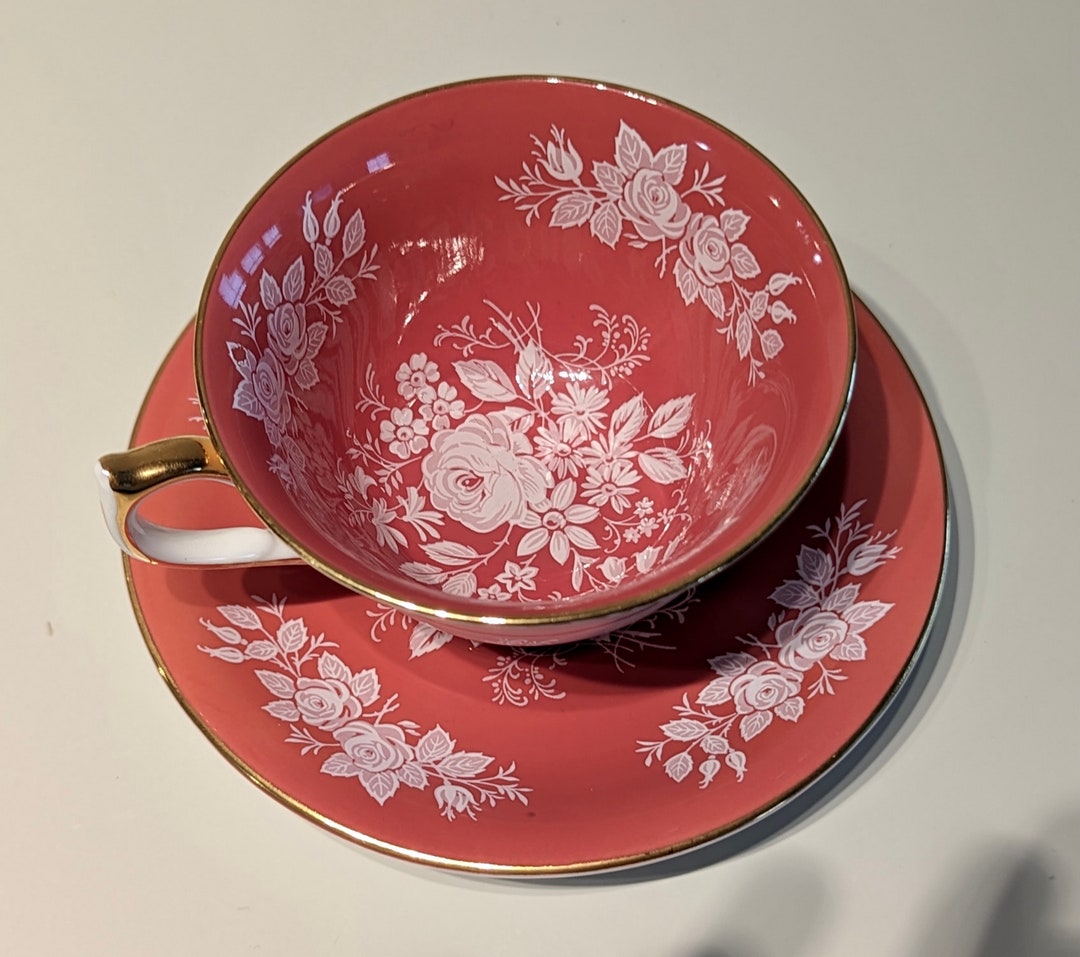 Vintage Aynsley Burnt Orange White Cabbage Rose Teacup, Rose Tea Cup ...