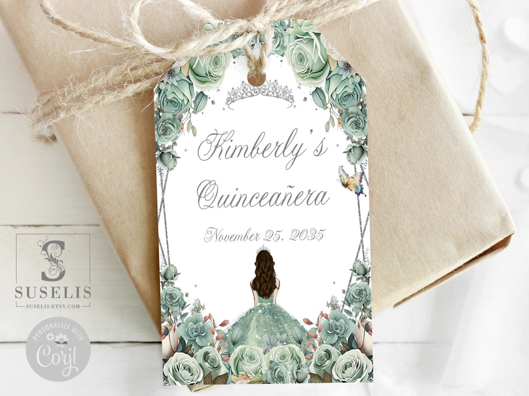 Editable Quinceanera Favor Tag Template, Sage Green, Gift Tag, Mis ...
