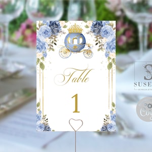 EDITABLE Table Numbers Template, Quinceanera, Blue Flowers, Princess ...