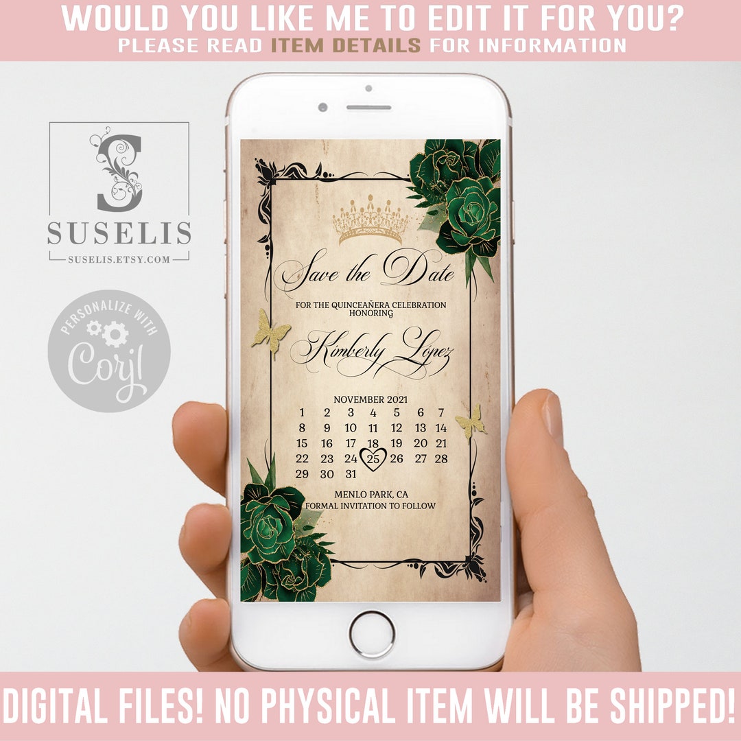 Editable Save the Date Evite Calendar Template Text Invite - Etsy