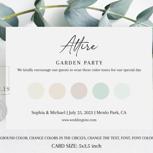 Editable Attire Card Template Customizable Guest Attire - Etsy