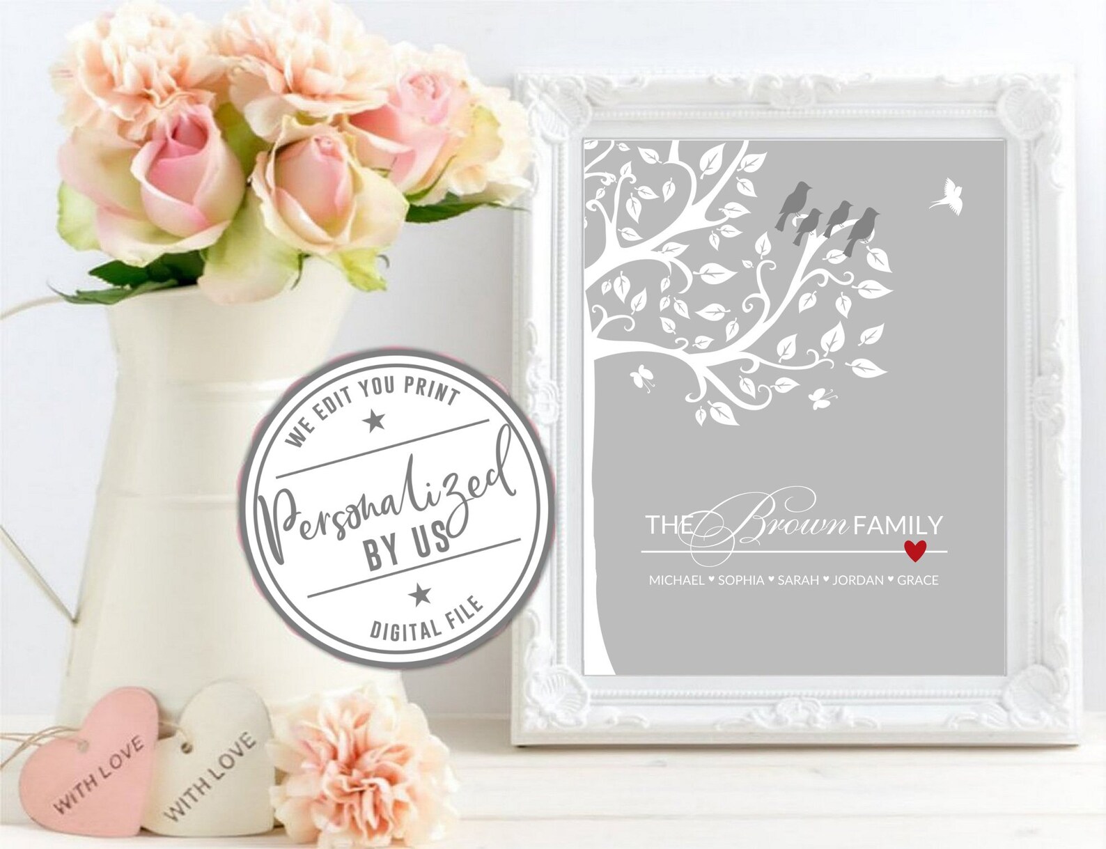 Printable Personalized Family Tree in Loving Memory Print | Etsy