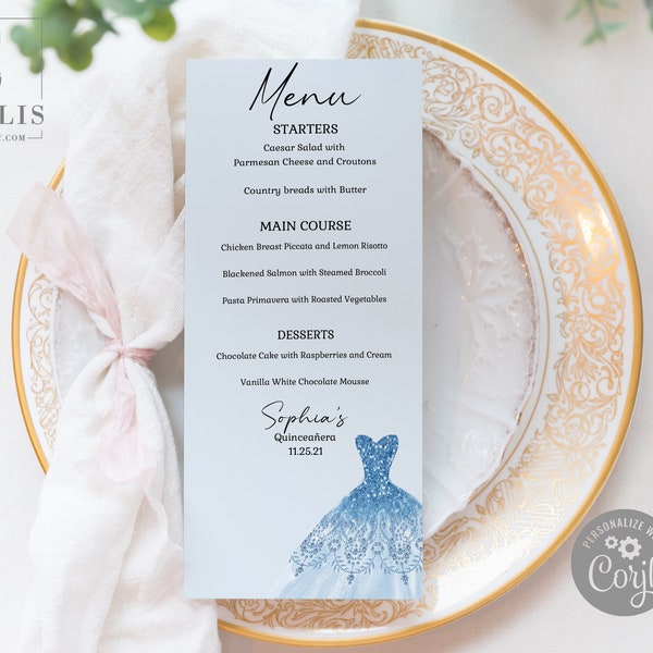 Quinceanera Menu Program Template - Etsy